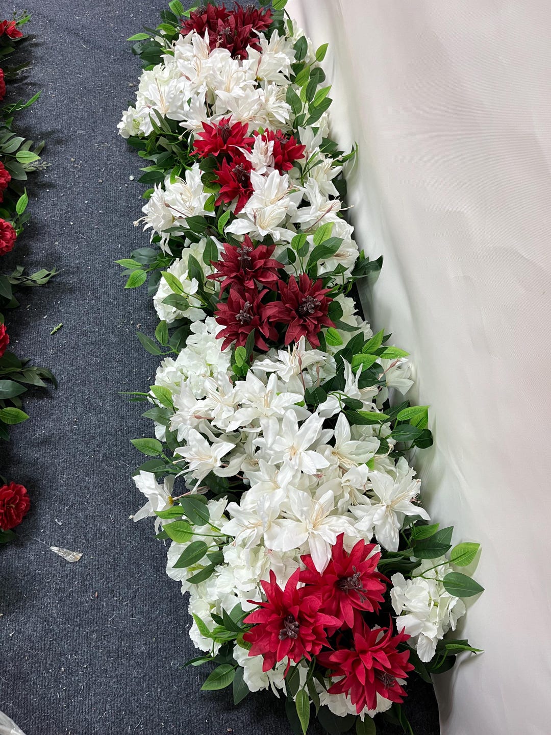 Greenery White Lily Flower Row Wedding Aisle Flower Runner,wedding ...