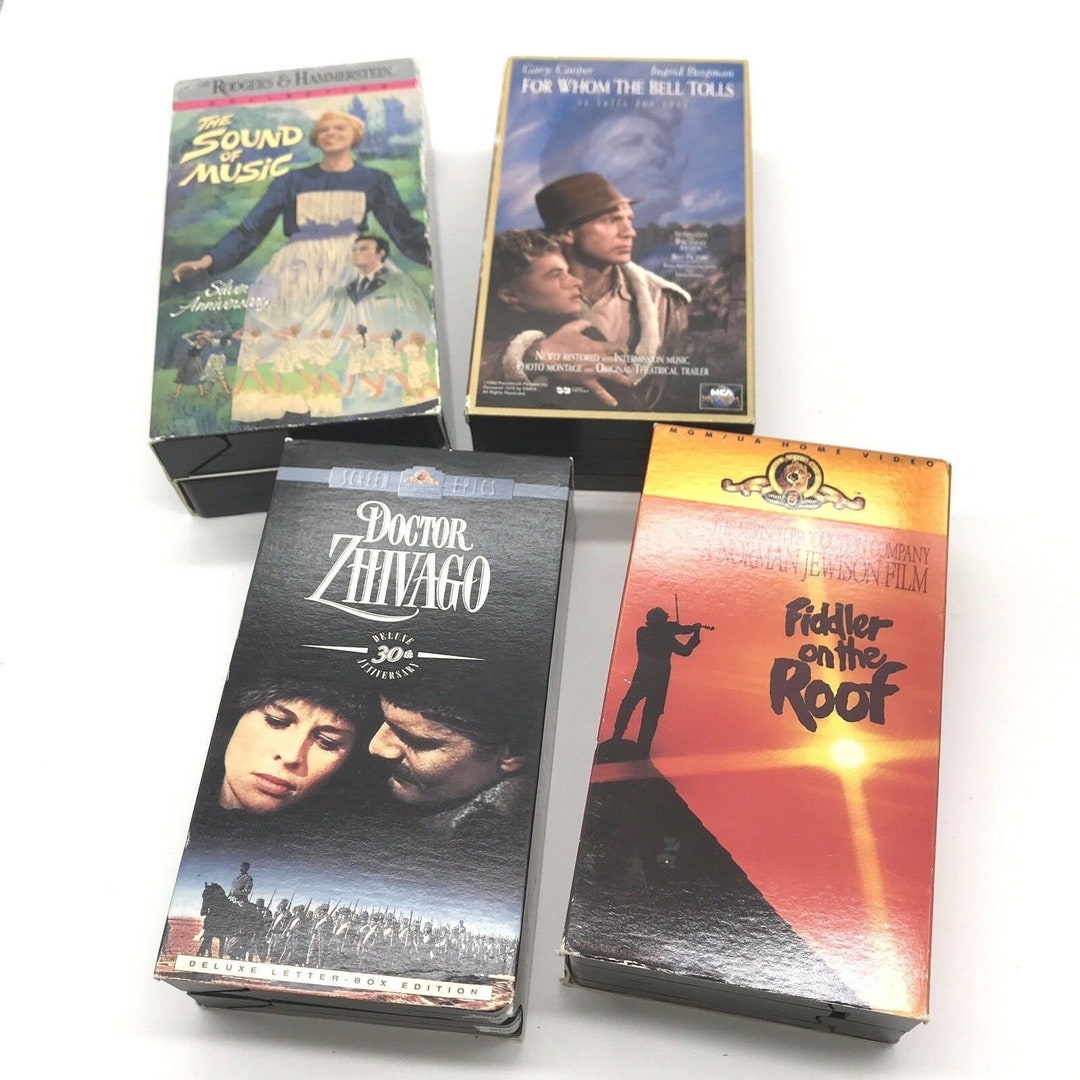 4 VHS Tape Box Set Movies Sound of Music Doctor Zhivago Fiddler on Roof ...