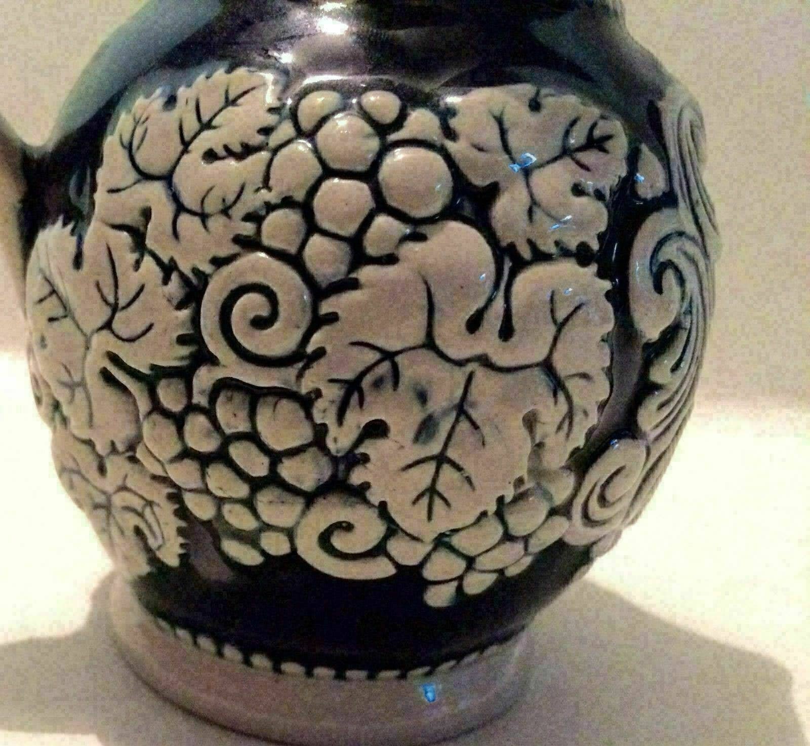Vintage German Pottery Pitcher Grapes Leaves 5 Tall - Etsy
