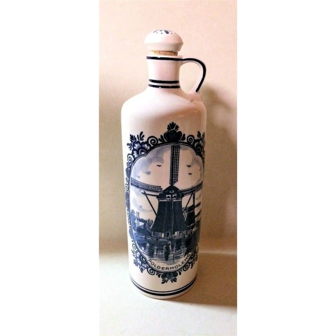 Blue Delft Pottery Decanter Holland Windmill 198 Blue White Cork ...