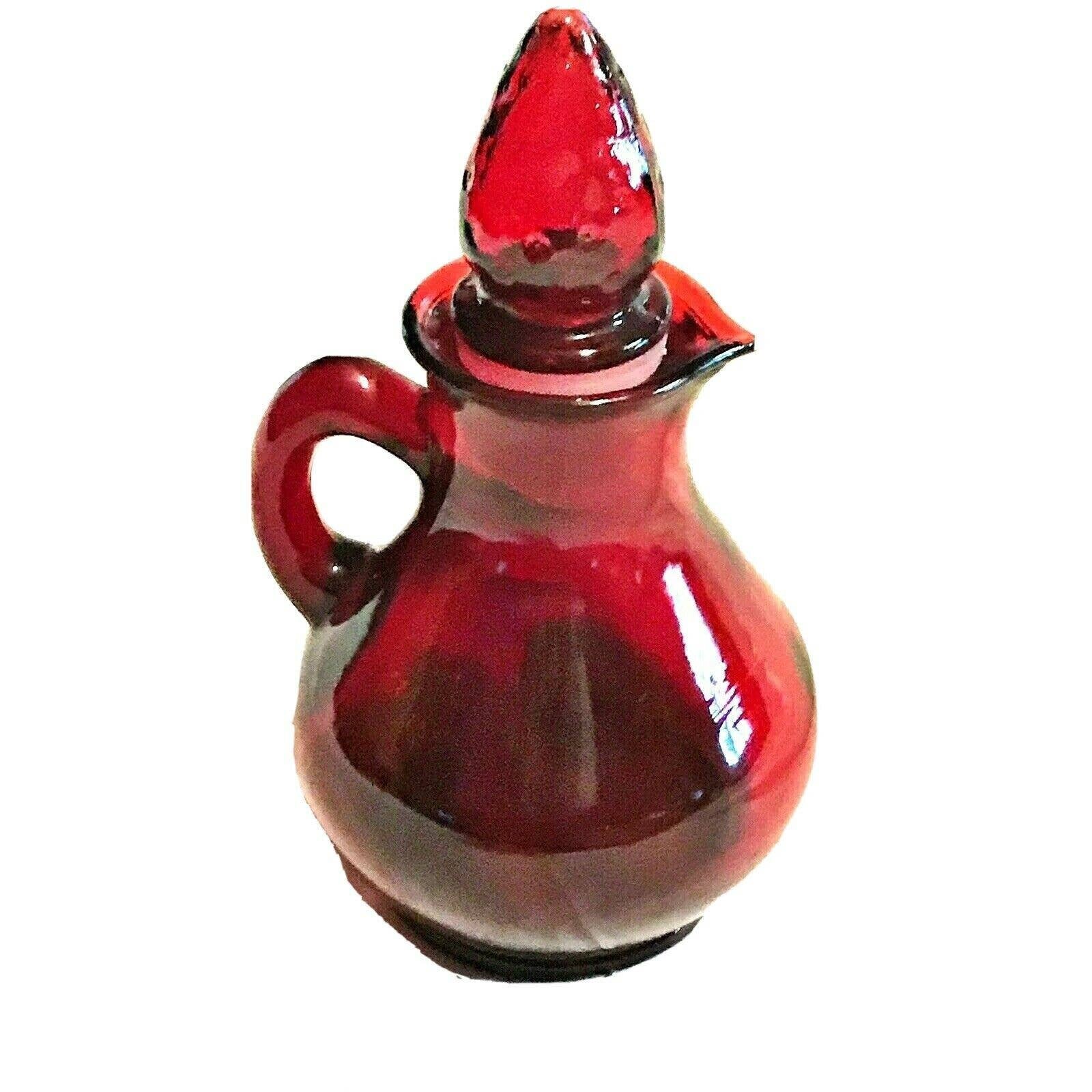 Vintage AVON Ruby Red Glass Pitcher Bottle With Strawberry Shaped ...