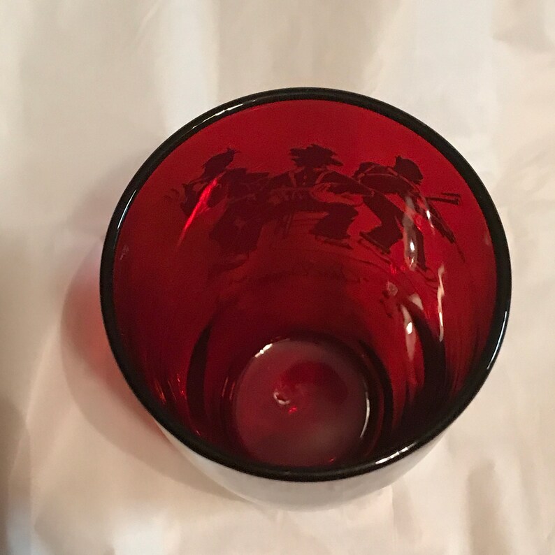 Vintage Ruby Red Glass Hoe Down Tumbler 5.25" 12 Oz. Music Jazz Blues ...