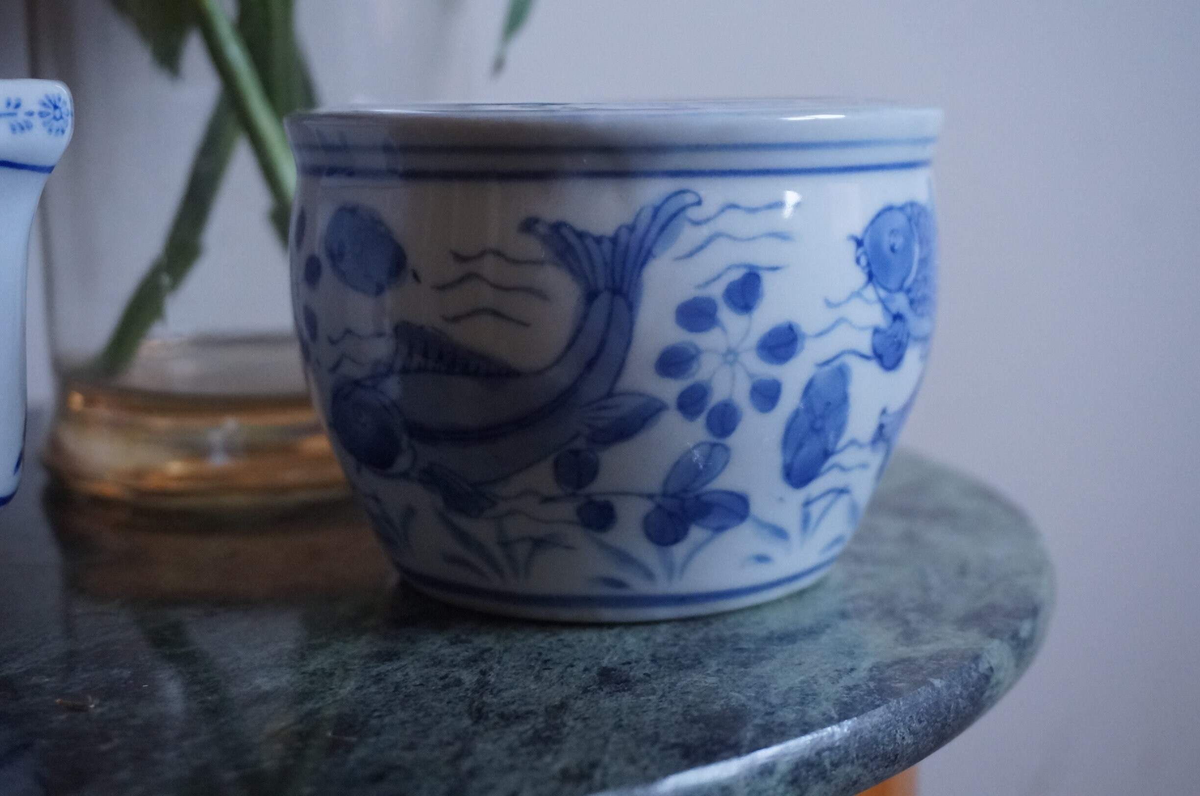Blue White Footed Jardiniere 2 Planters Floral Cachepots - Etsy
