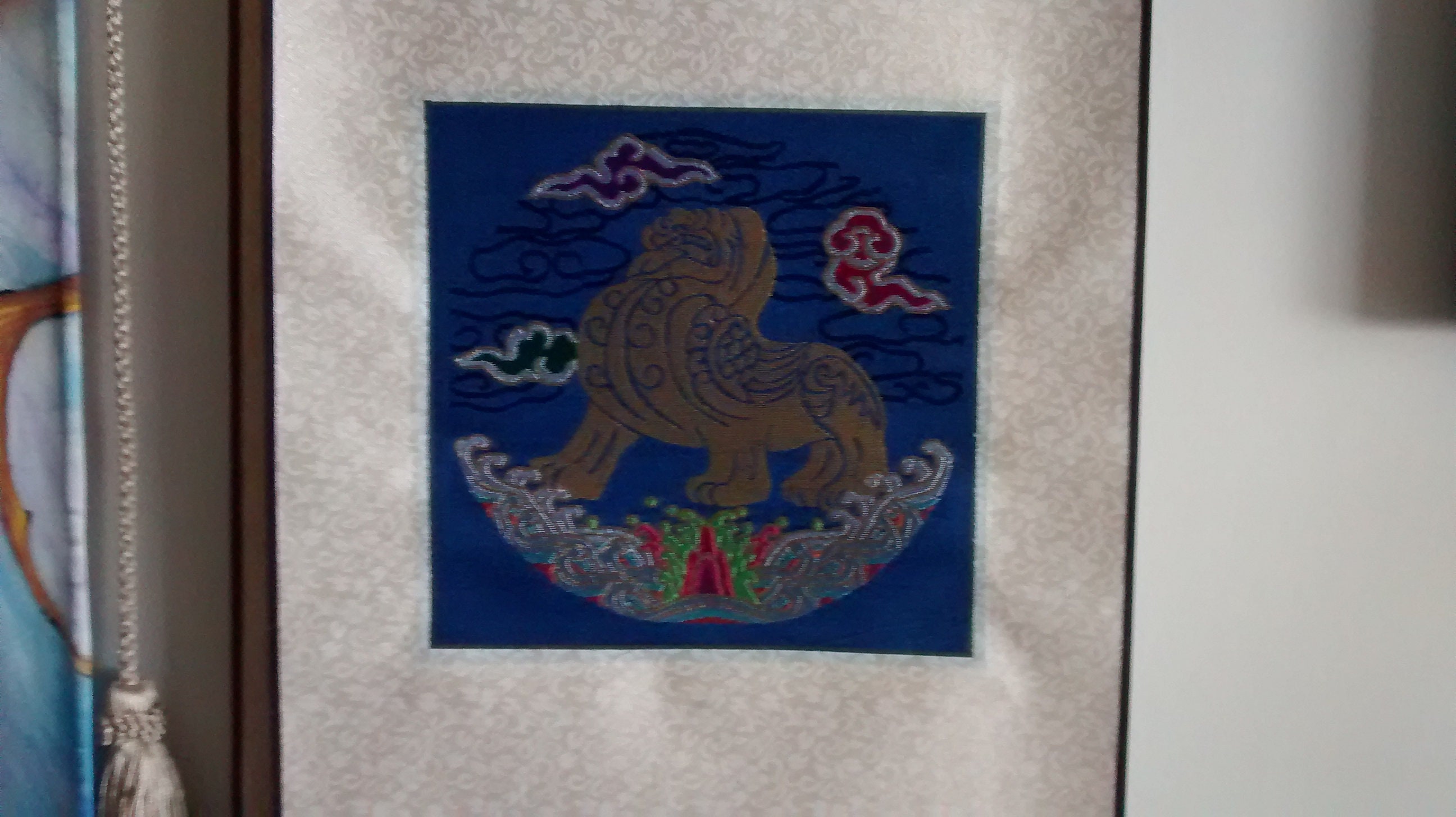 Chinese Silk Scroll With Silk Embroidery With Qilin Silk Embroidered ...