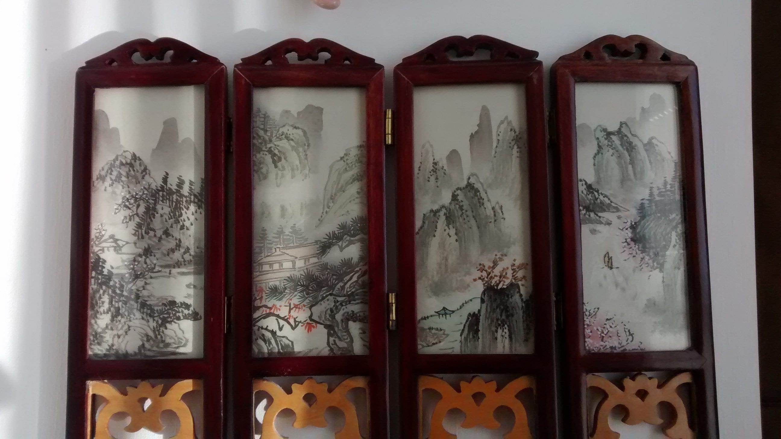 Vintage Chinese Silk Screen Table Decor Birds Flowers - Etsy