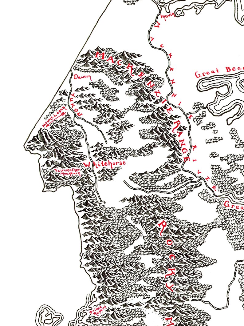 Canada Map Hand Drawn Fantasy Map for Home Decor - Etsy