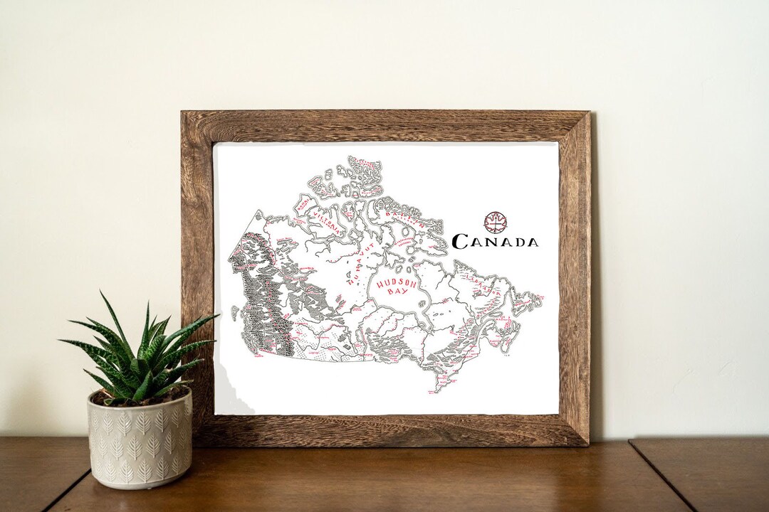 Canada Map Hand Drawn Fantasy Map for Home Decor - Etsy