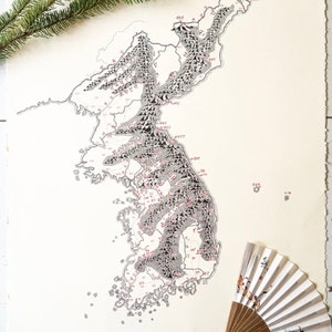 Korea Map Hand Drawn Fantasy Map for Home Decor - Etsy