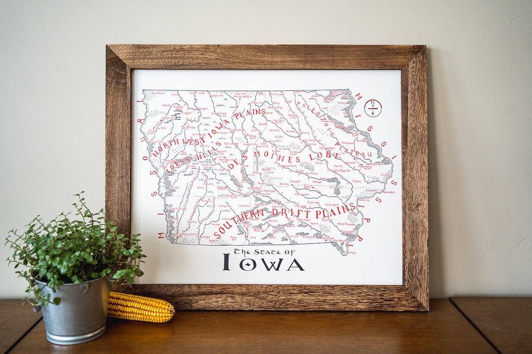 Iowa Map Hand Drawn Fantasy Map for Home Decor - Etsy