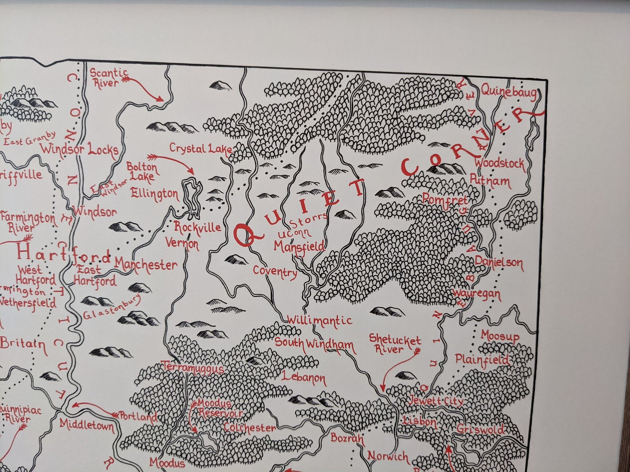 Connecticut Map Hand Drawn Fantasy Map for Home Decor - Etsy