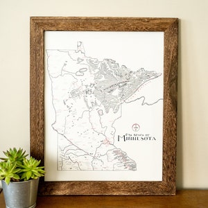 Minnesota Map Hand Drawn Fantasy Map for Home Decor - Etsy