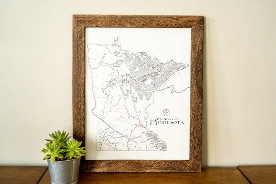 Minnesota Map Hand Drawn Fantasy Map for Home Decor - Etsy