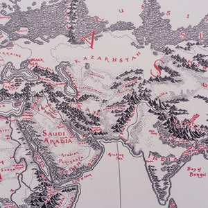 Hand Drawn World Map in a Fantasy - Etsy