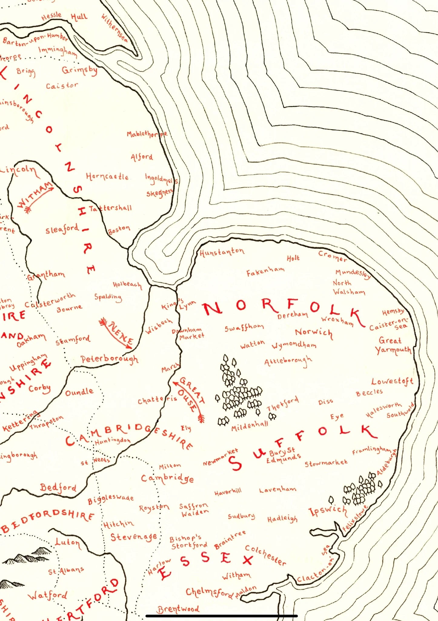England Map Hand Drawn Fantasy Map for Home Decor - Etsy