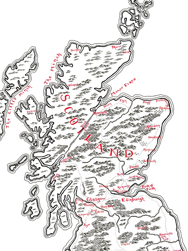 Great Britain Map Hand Drawn Fantasy Map for Home Decor - Etsy