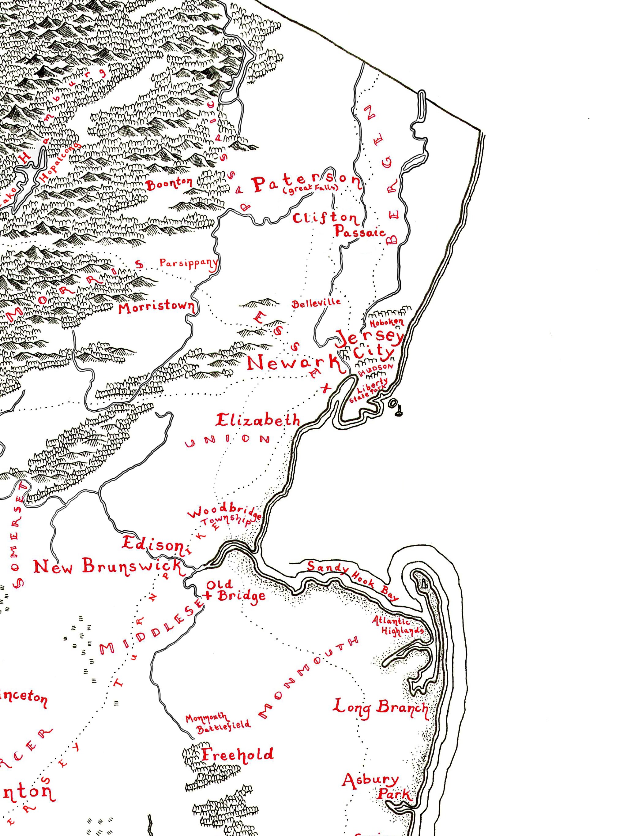 New Jersey Map Hand Drawn Fantasy Map for Home Decor - Etsy