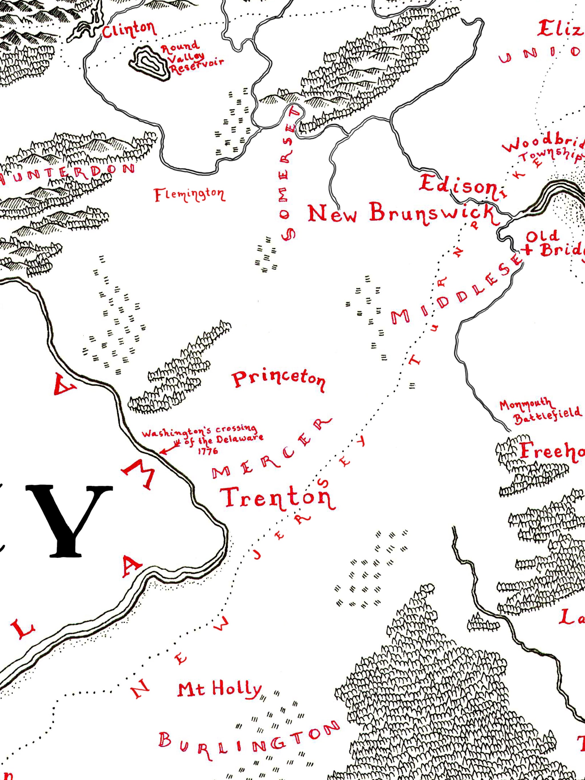 New Jersey Map Hand Drawn Fantasy Map for Home Decor | Etsy