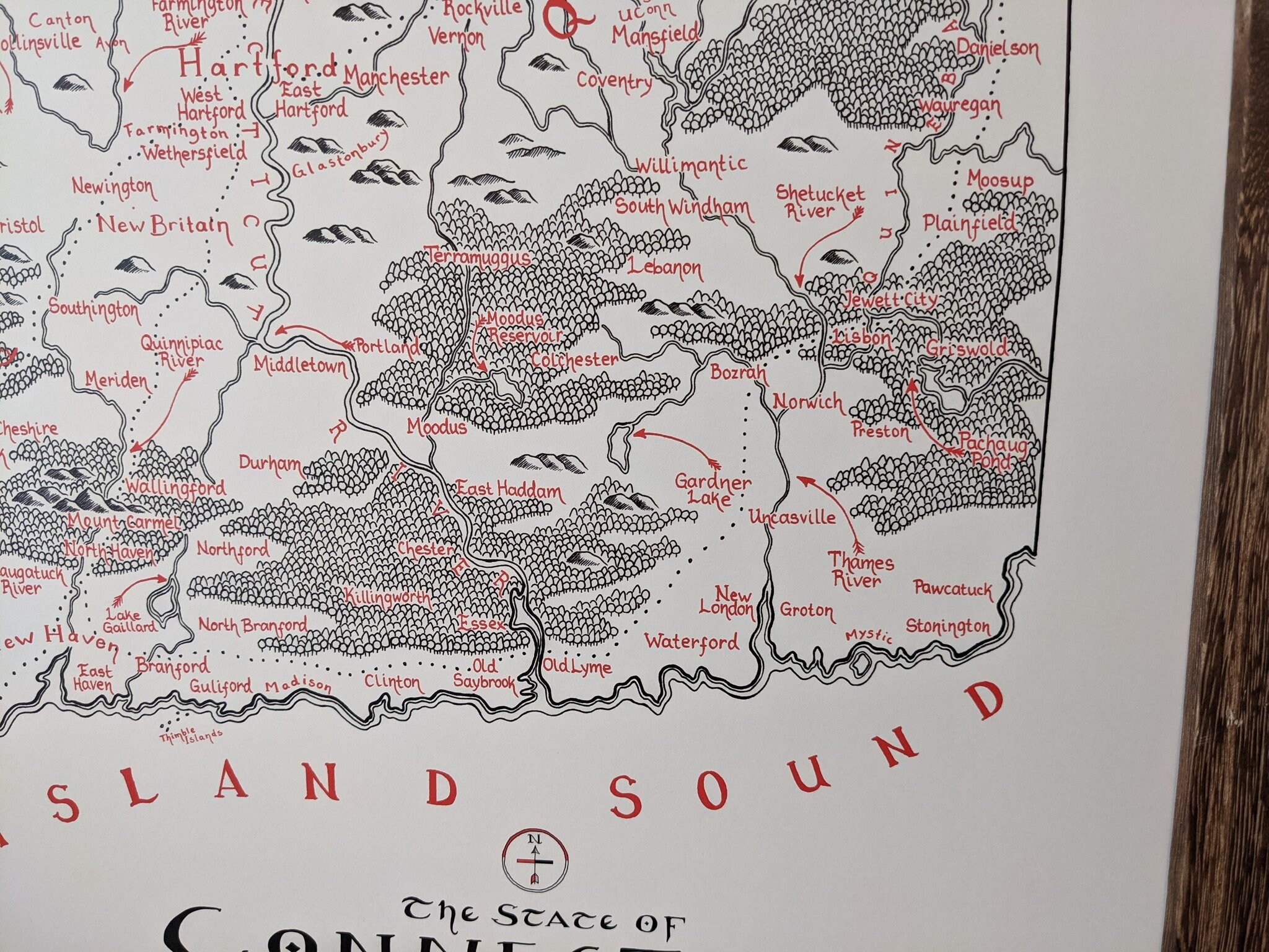 Connecticut Map Hand Drawn Fantasy Map for Home Decor - Etsy