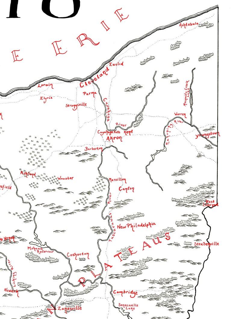 Ohio Map Hand Drawn Fantasy Map for Home Decor - Etsy