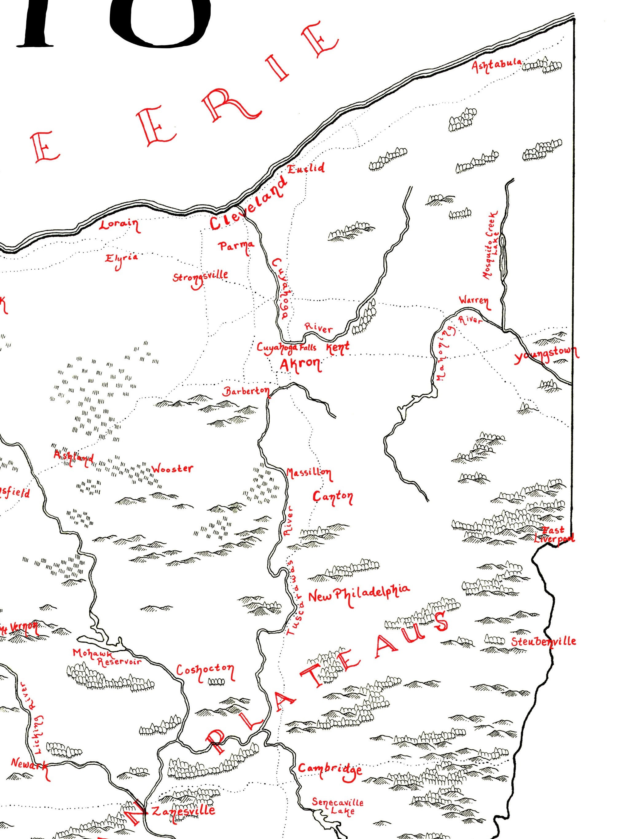 Ohio Map Hand Drawn Fantasy Map for Home Decor - Etsy