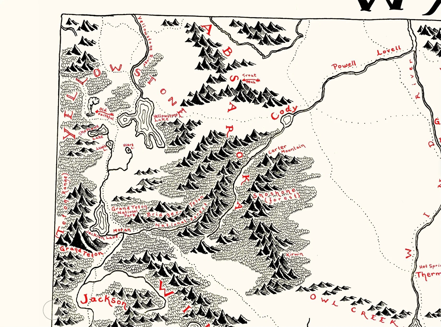 Wyoming Map Hand Drawn Fantasy Map for Home Decor - Etsy