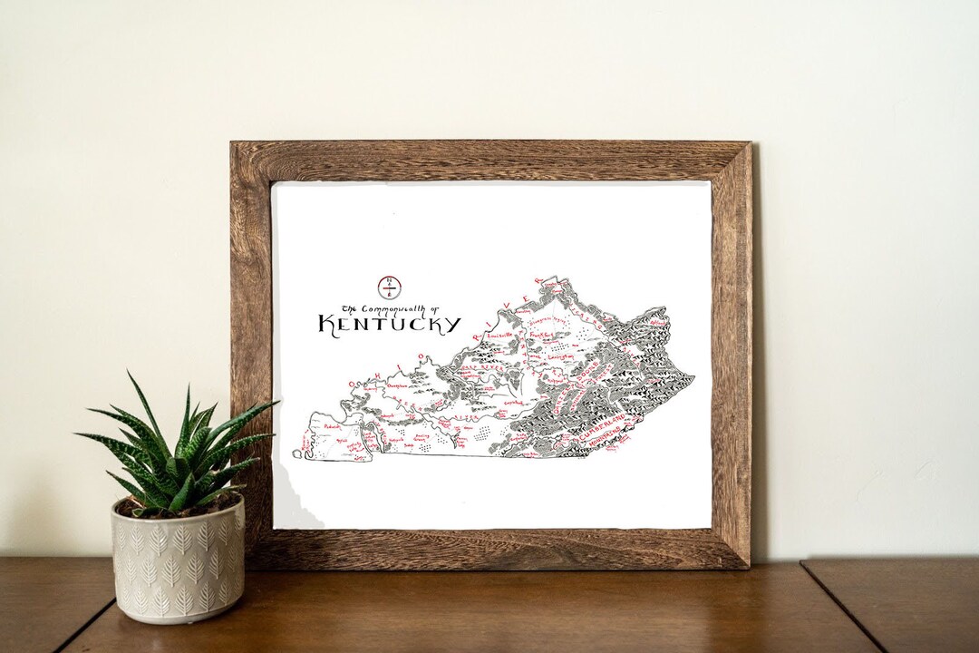 Kentucky Map Hand Drawn Fantasy Map for Home Decor - Etsy