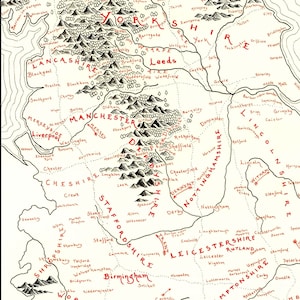 England Map Hand Drawn Fantasy Map for Home Decor - Etsy