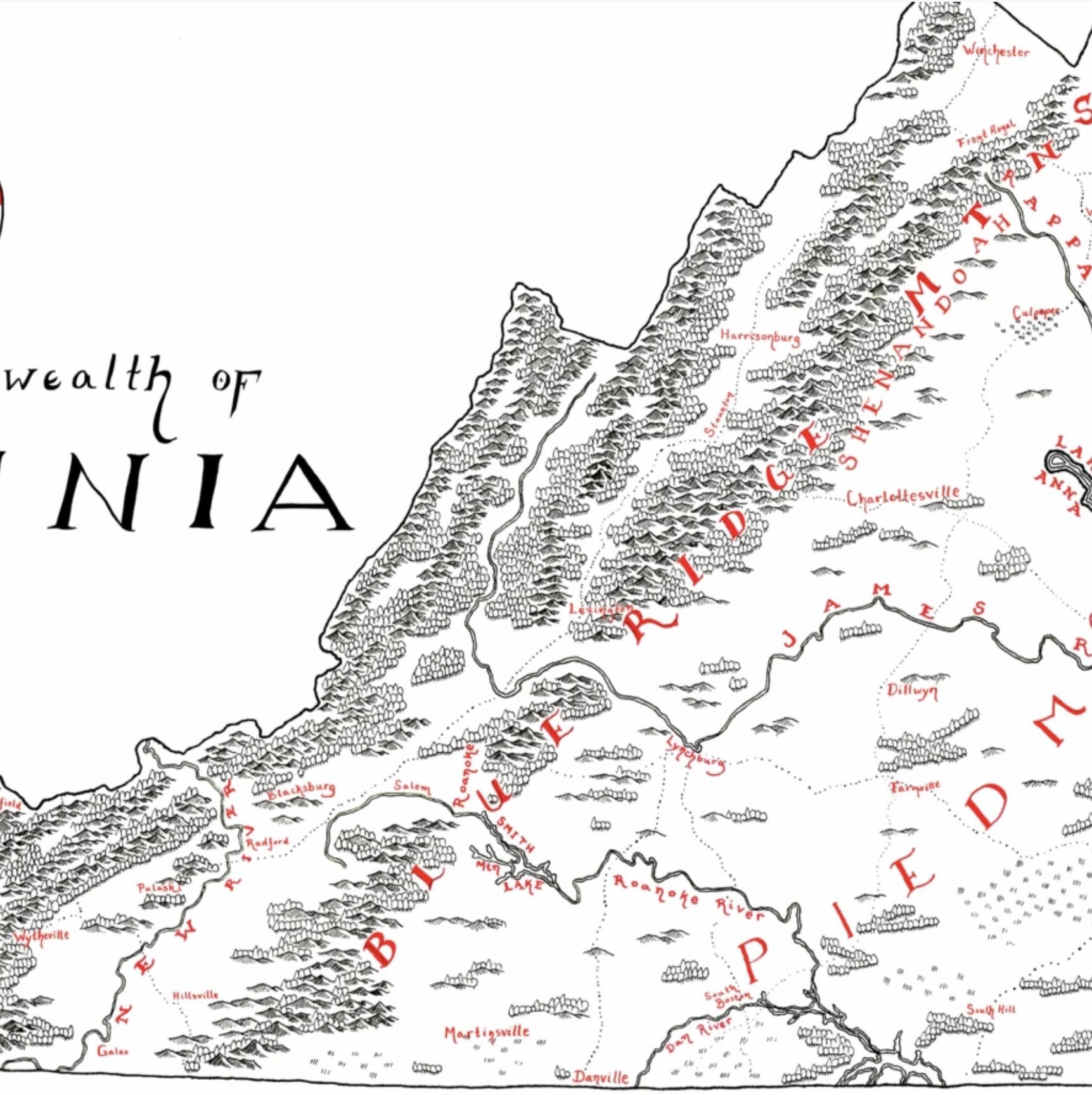 Virginia Map Hand Drawn Fantasy Map for Home Decor - Etsy