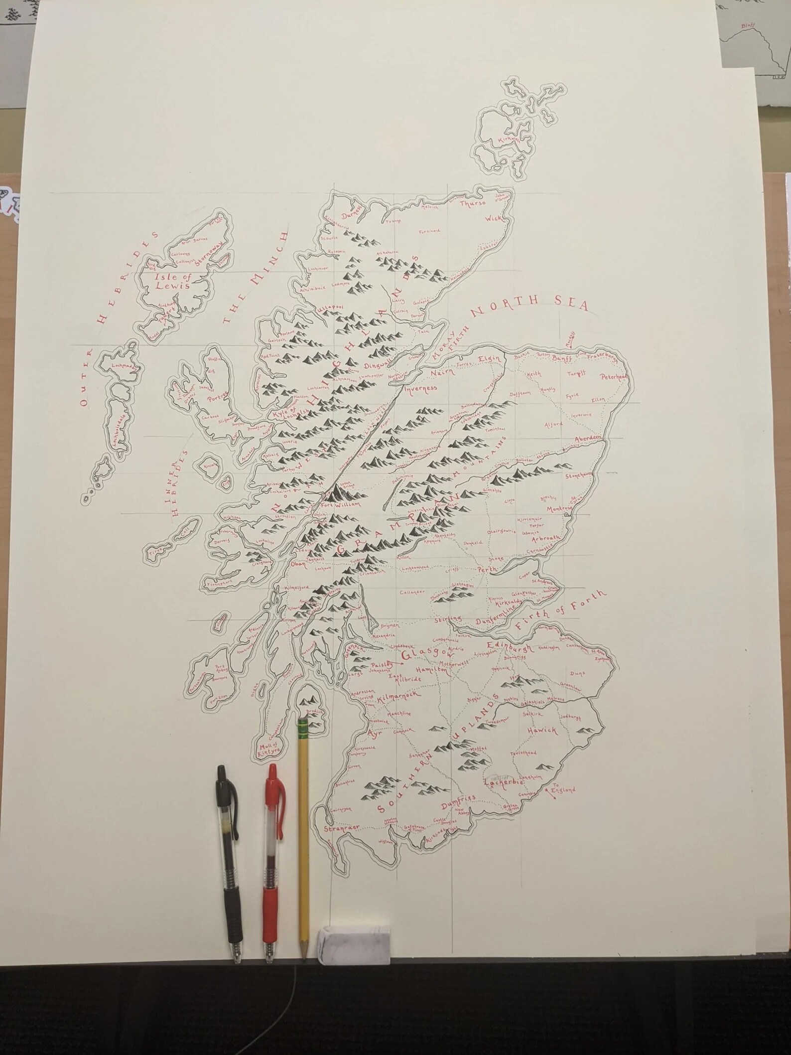Scotland Map Hand Drawn Fantasy Map for Home Decor - Etsy