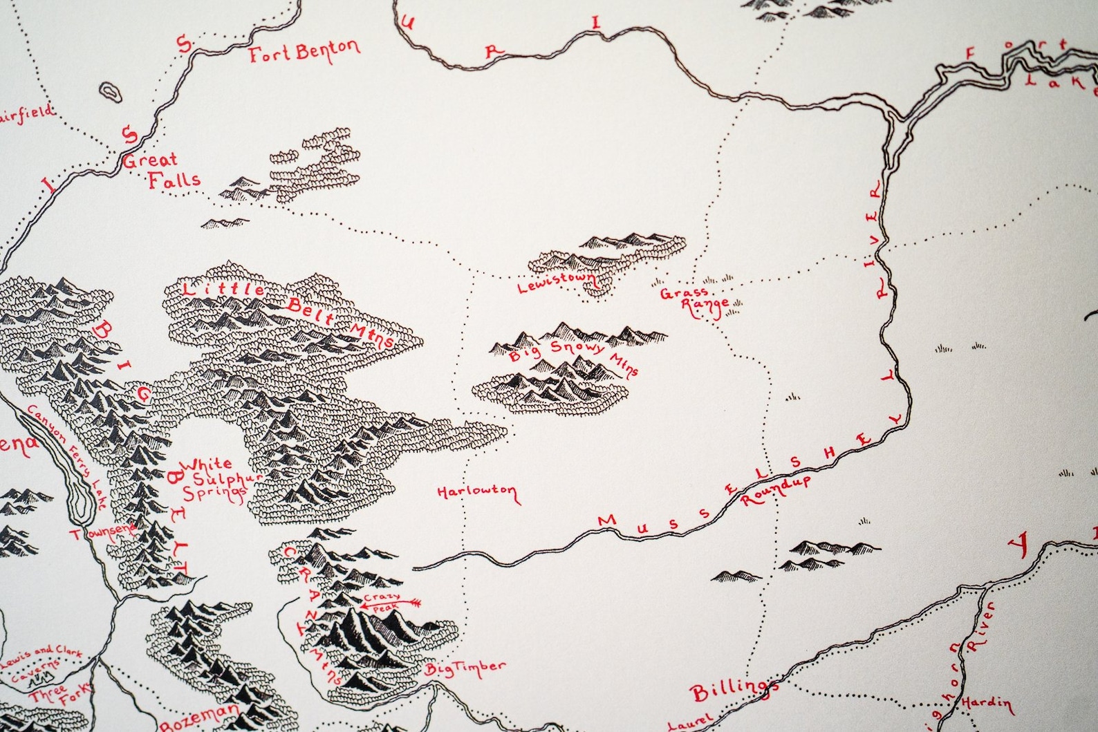 Montana Map Hand Drawn Fantasy Map for Home Decor - Etsy