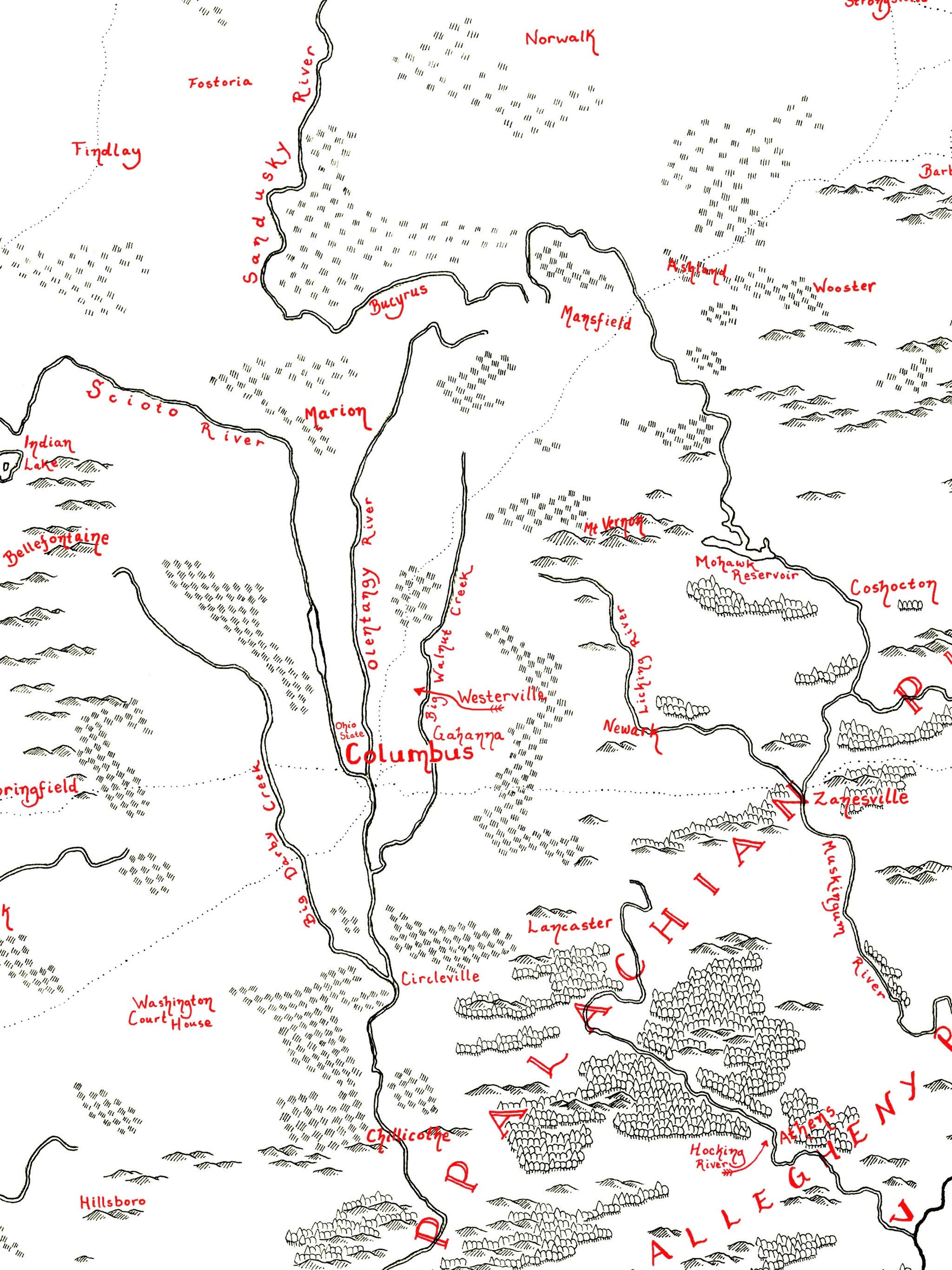 Ohio Map Hand Drawn Fantasy Map for Home Decor - Etsy