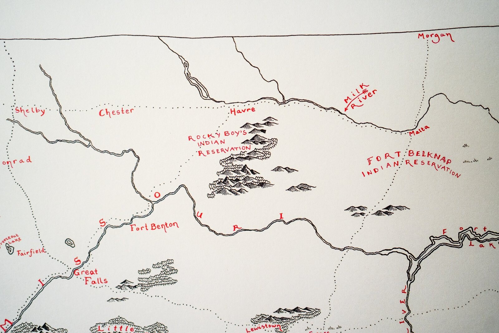 Montana Map Hand Drawn Fantasy Map for Home Decor - Etsy