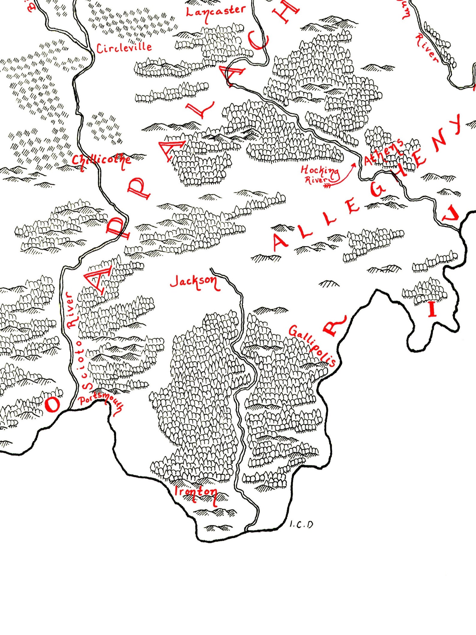 Ohio Map Hand Drawn Fantasy Map for Home Decor - Etsy