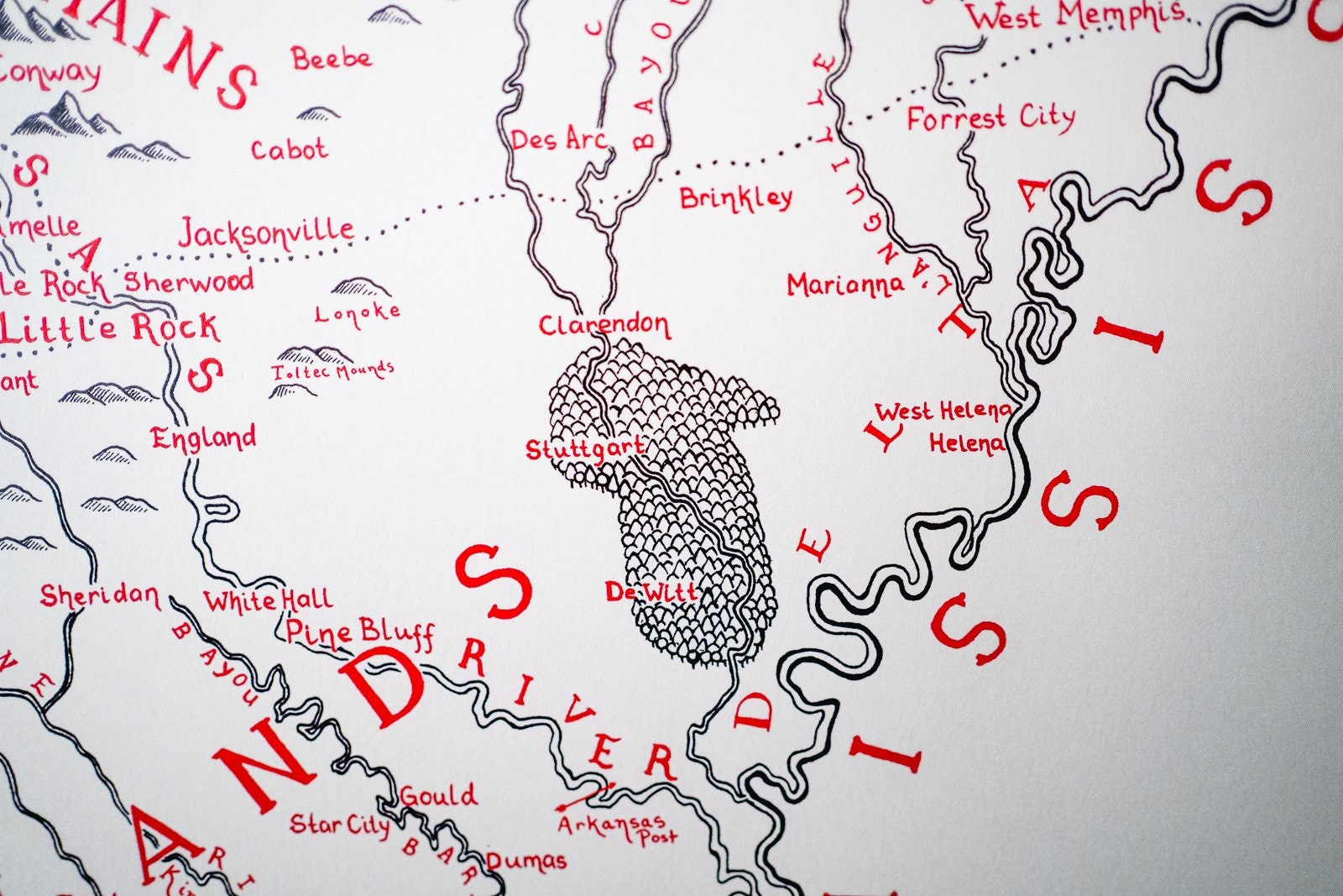 Arkansas Map Hand Drawn Fantasy Map for Home Decor | Etsy