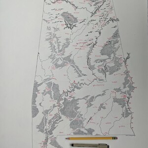 Alabama Map Hand Drawn Fantasy Map for Home Decor - Etsy