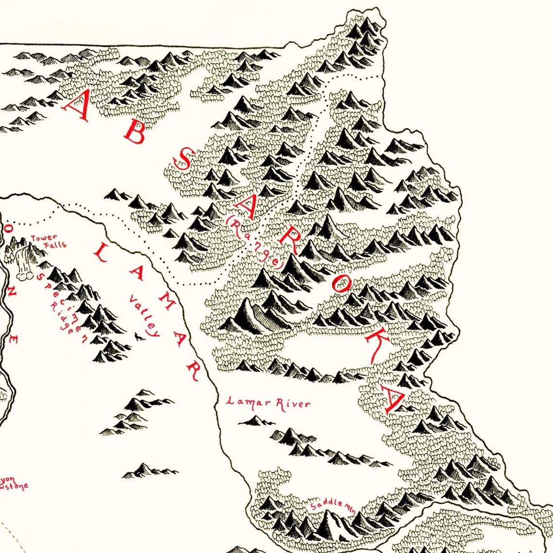 Yellowstone Map Hand Drawn Fantasy Map for Home Decor - Etsy