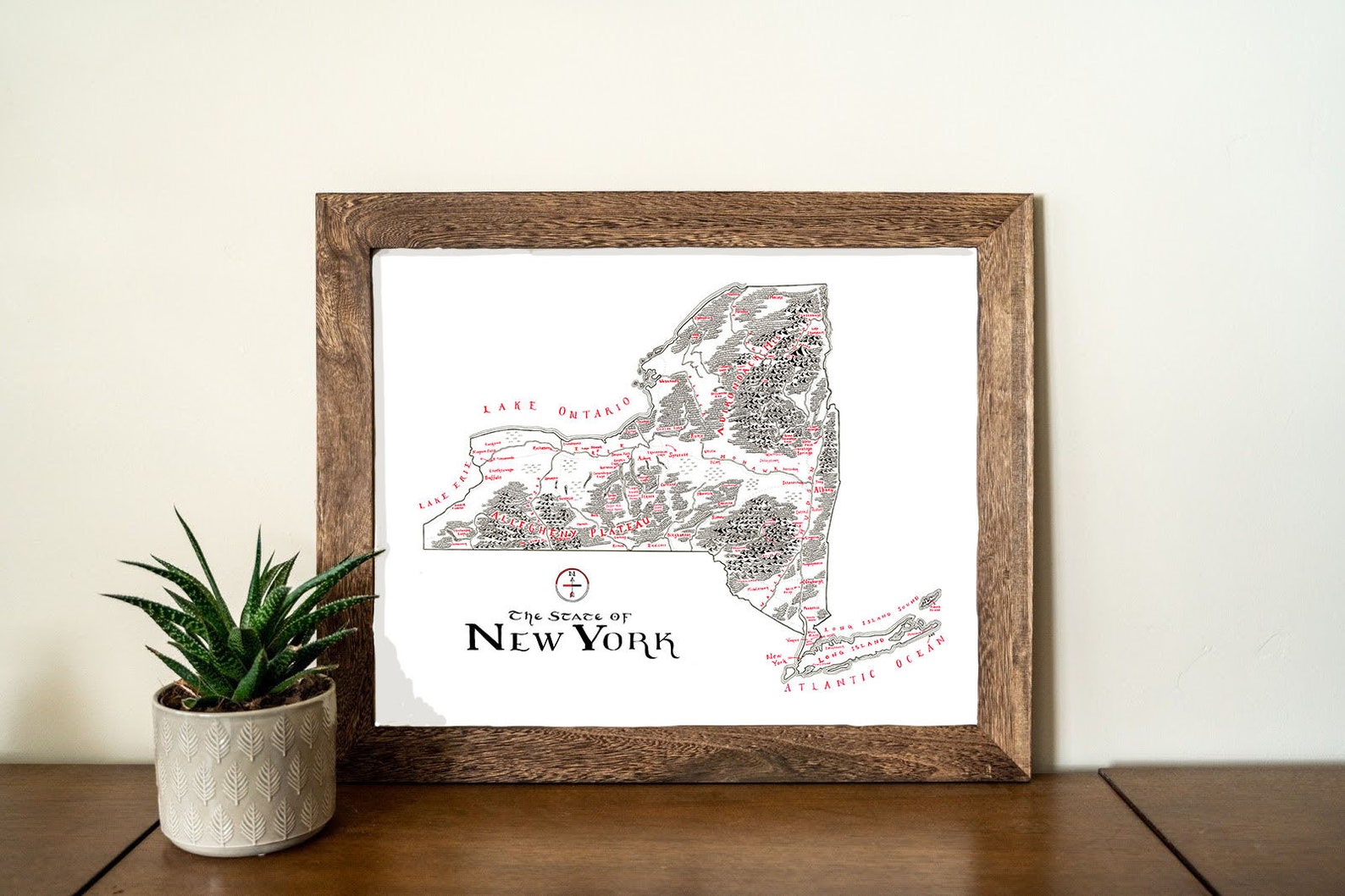 New York State Map Hand Drawn Fantasy Map for Home Decor | Etsy