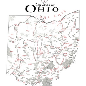 Ohio Map Hand Drawn Fantasy Map for Home Decor - Etsy