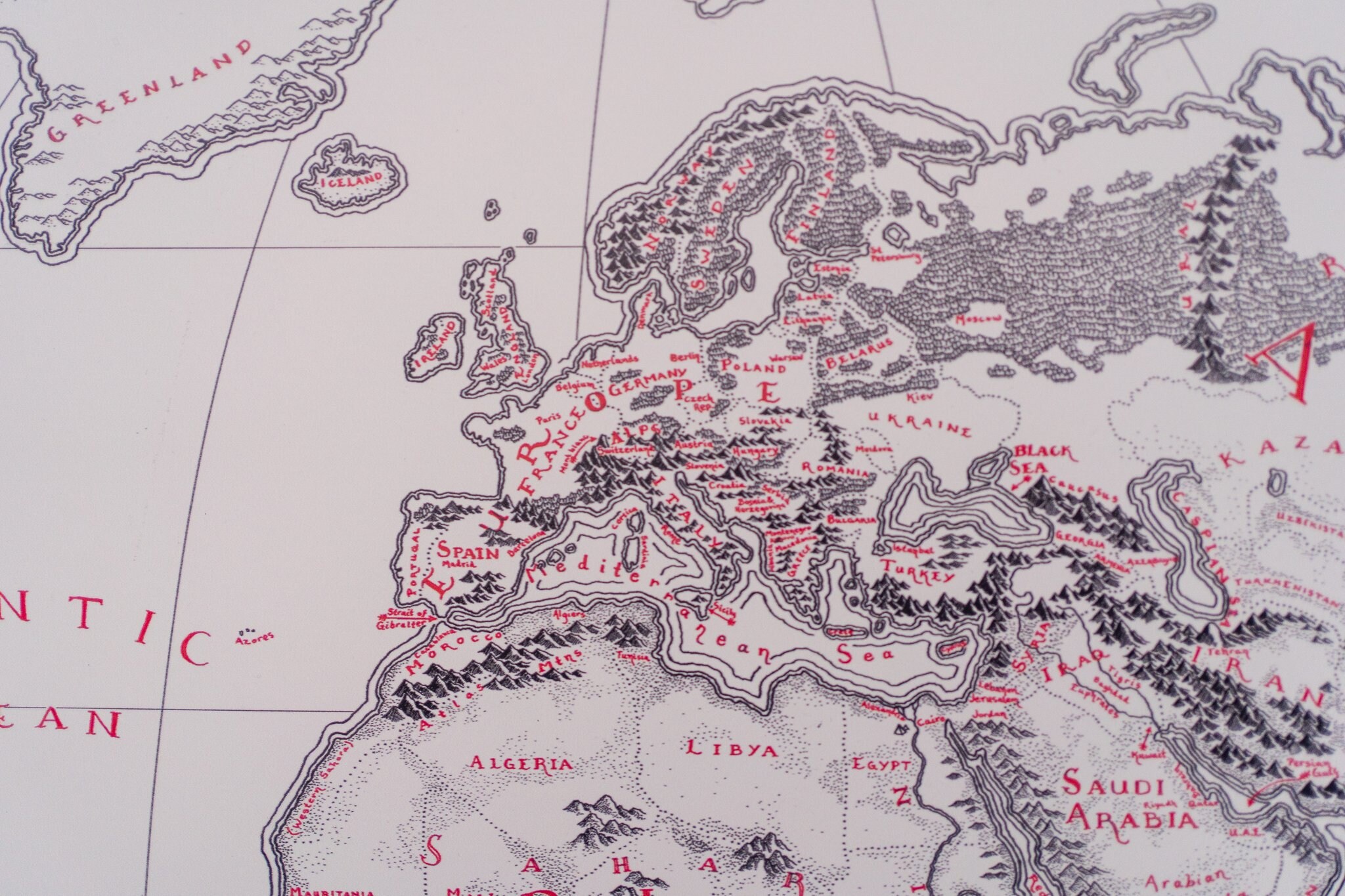 Hand Drawn World Map in a Fantasy - Etsy