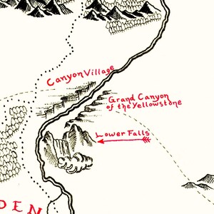Yellowstone Map Hand Drawn Fantasy Map for Home Decor - Etsy