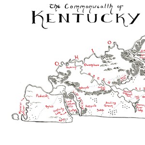 Kentucky Map Hand Drawn Fantasy Map for Home Decor - Etsy