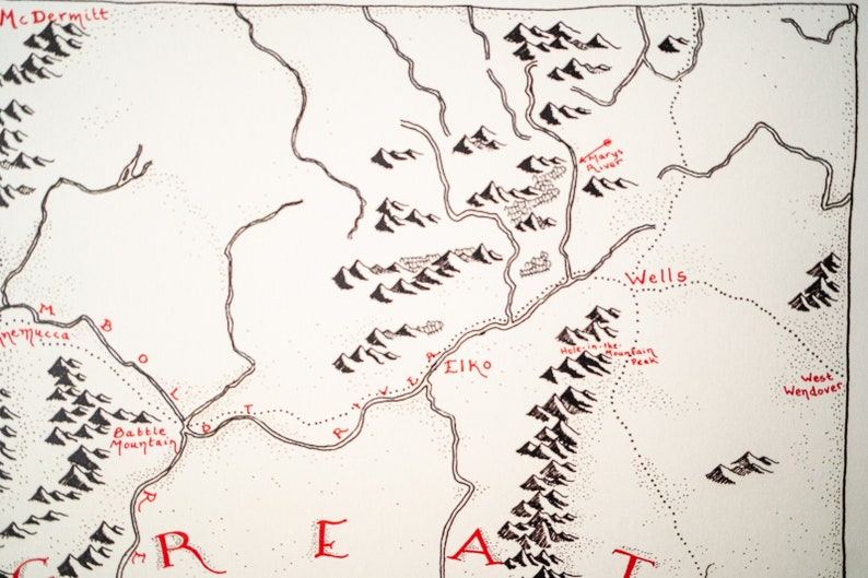 Nevada Map Hand Drawn Fantasy Map for Home Decor - Etsy