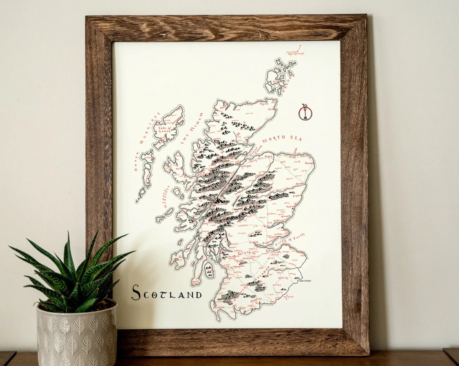 Scotland Map Hand Drawn Fantasy Map for Home Decor - Etsy