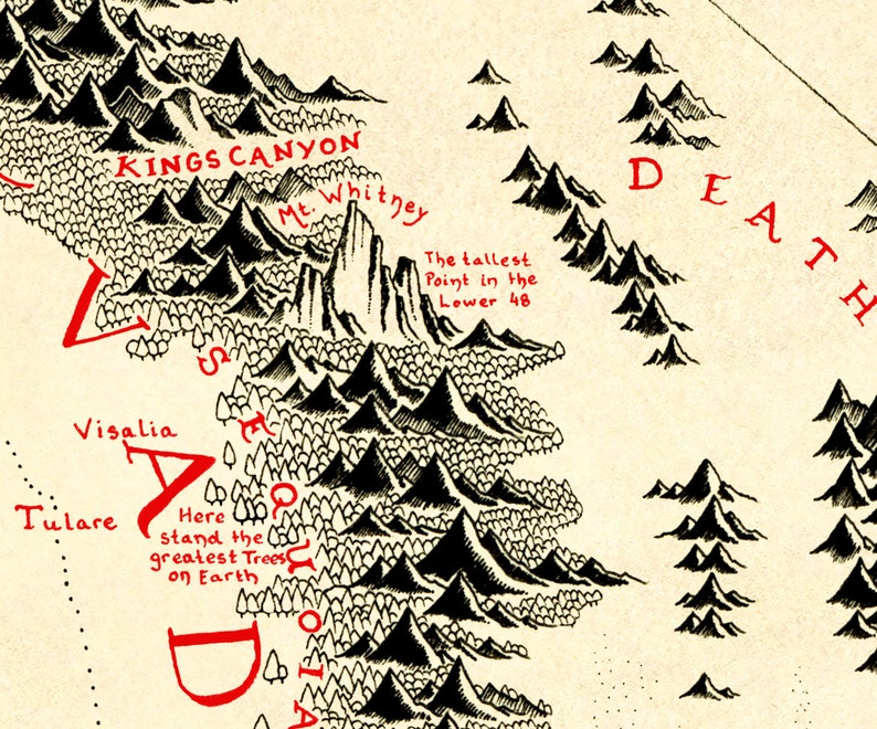 California Hand-drawn Fantasy Map (new Updated Version) - Etsy