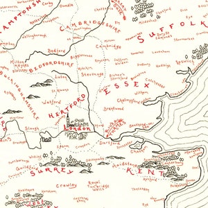 England Map Hand Drawn Fantasy Map for Home Decor - Etsy