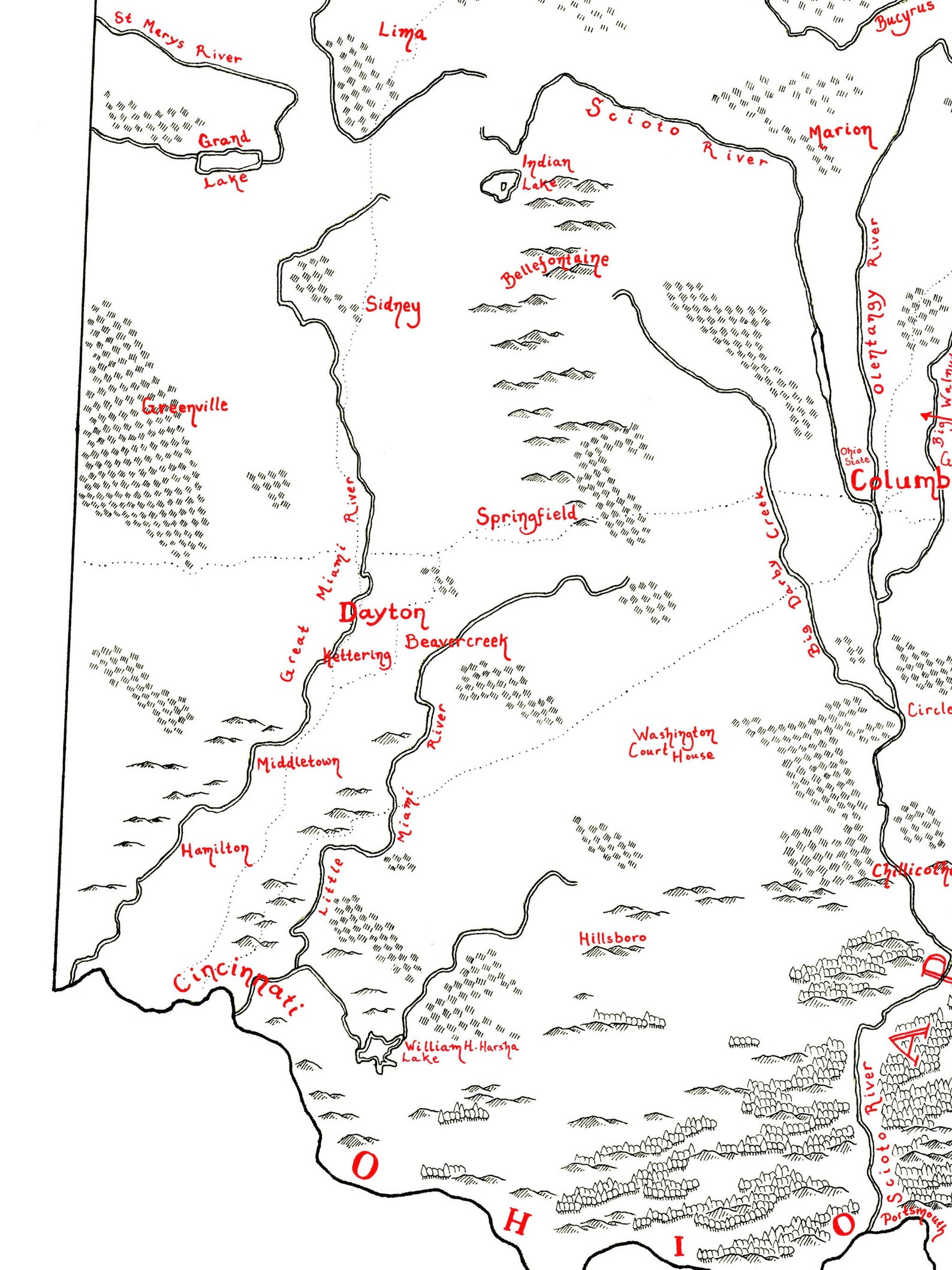 Ohio Map Hand Drawn Fantasy Map for Home Decor - Etsy