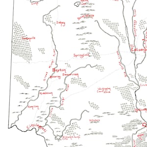 Ohio Map Hand Drawn Fantasy Map for Home Decor - Etsy
