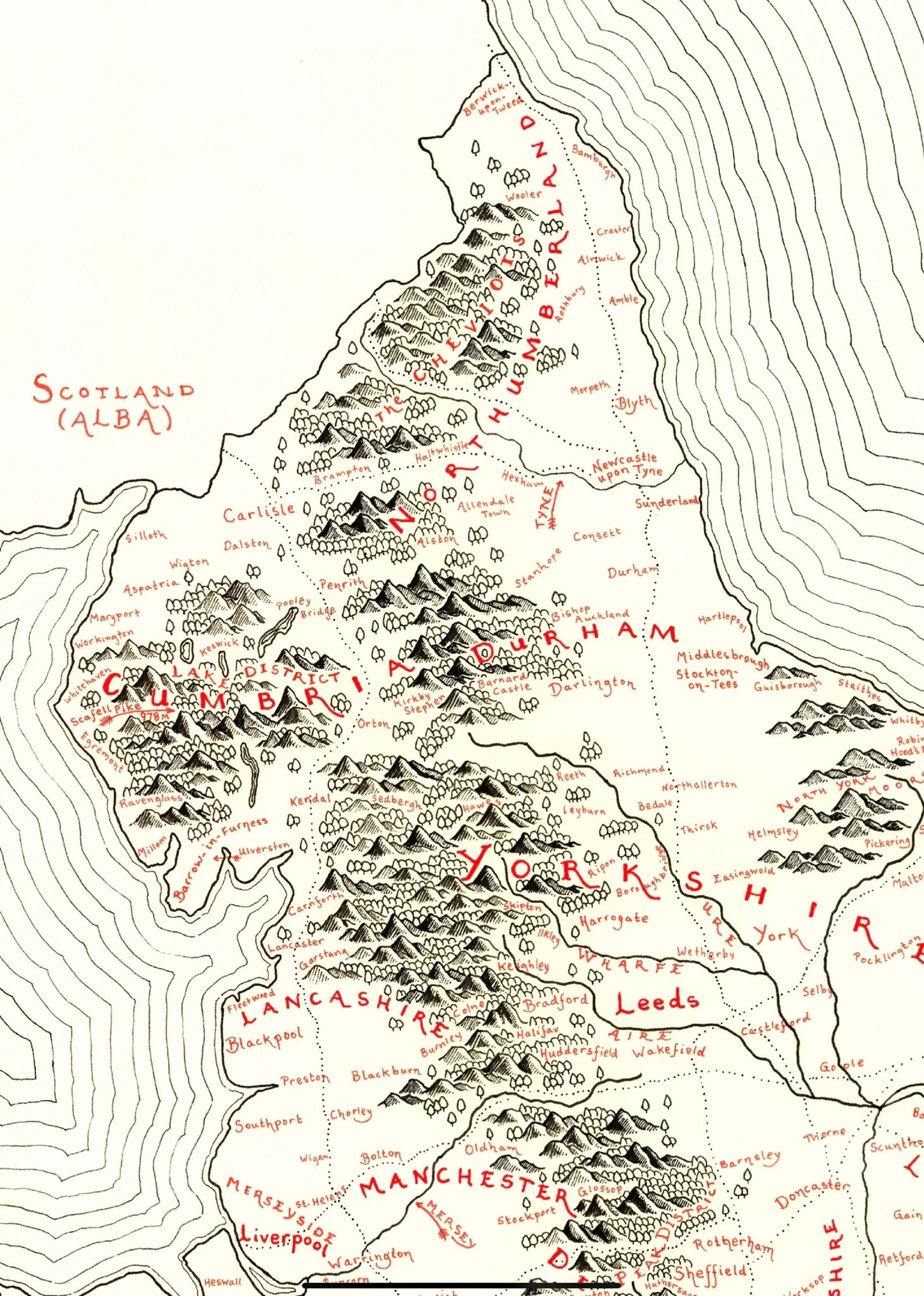 England Map Hand Drawn Fantasy Map for Home Decor - Etsy