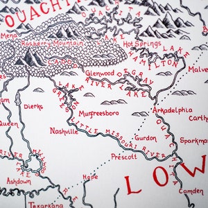 Arkansas Map Hand Drawn Fantasy Map for Home Decor - Etsy