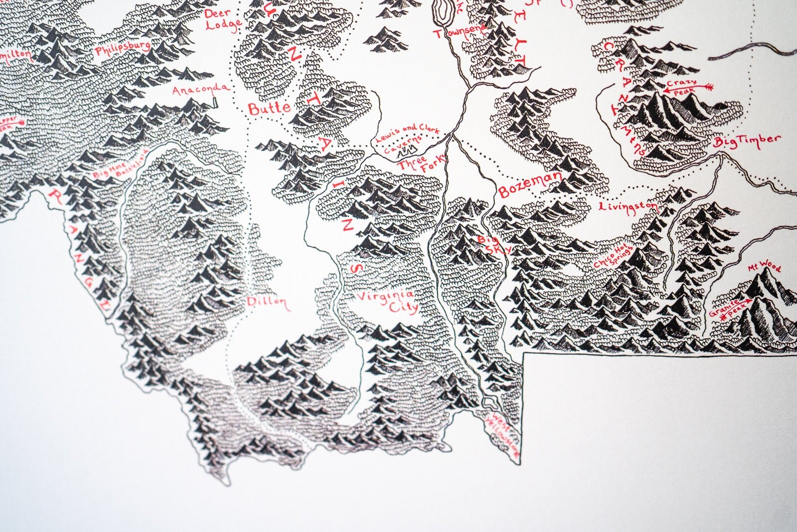 Montana Map Hand Drawn Fantasy Map for Home Decor - Etsy